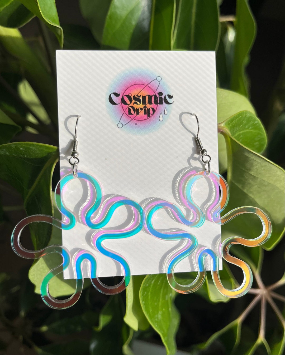 Groovy Acrylic Flower Earrings: Iridescent Rave Festival Jewelry - Etsy