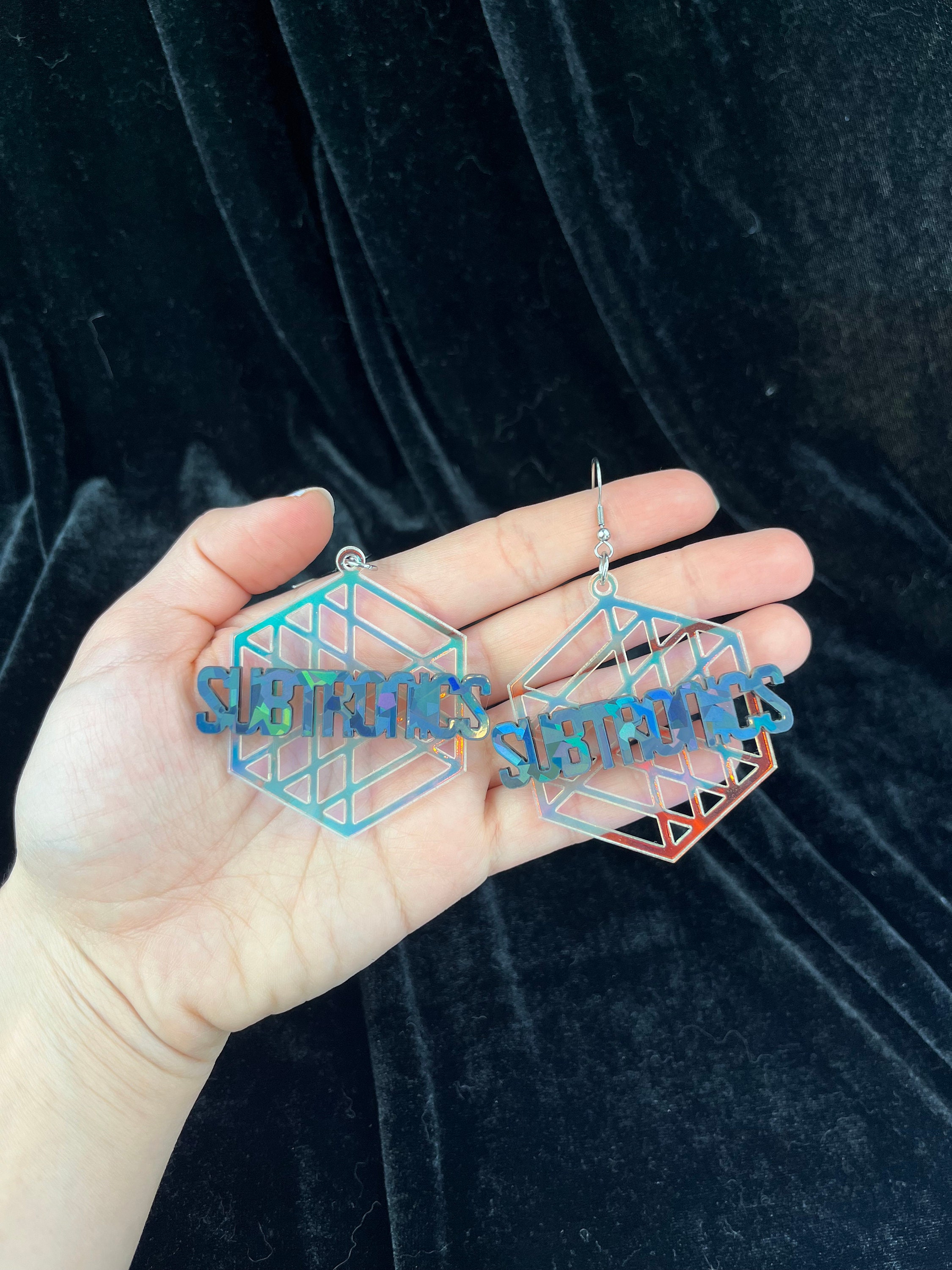 Holographic Subtronics Tesseract Earrings - Etsy