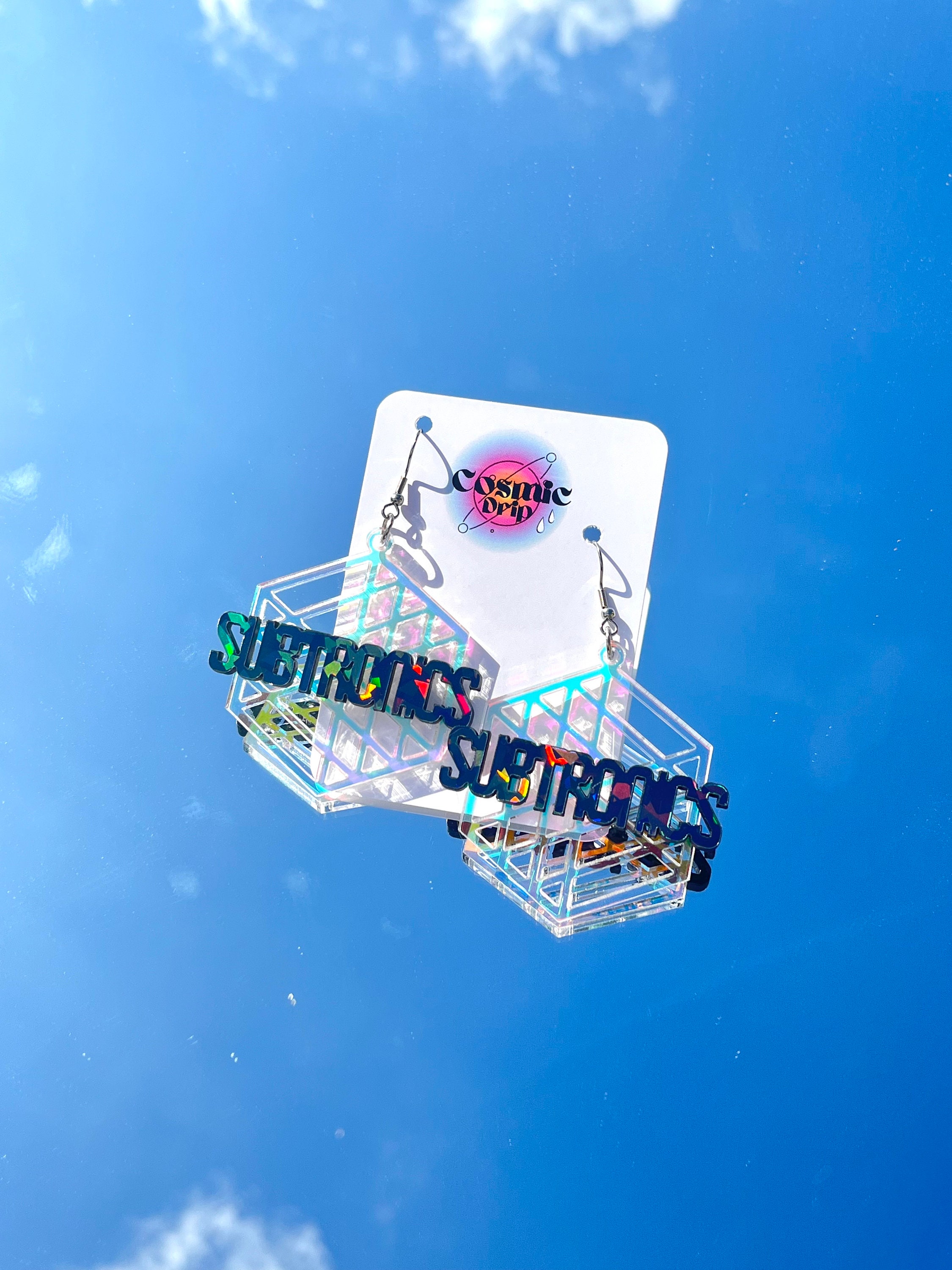 Holographic Subtronics Tesseract Earrings - Etsy