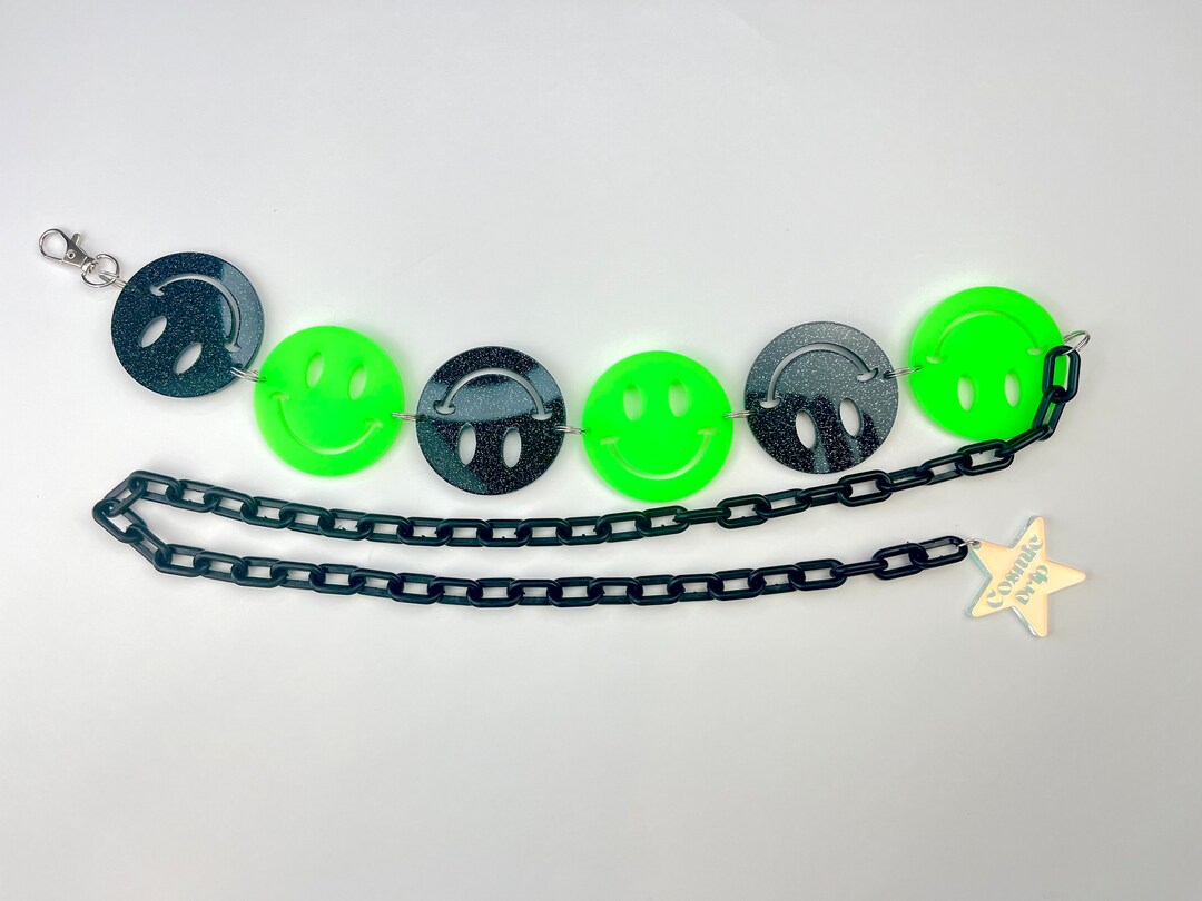 Black and Green Smiley Rave Belt/ Festival Accessories for Women/ Rave ...