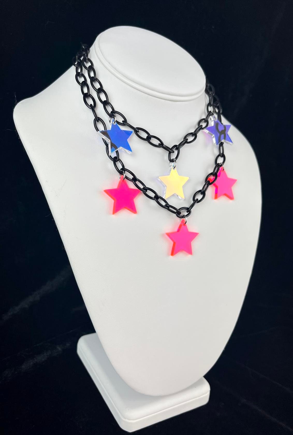 Iridescent Star Choker: Handmade Rave Festival Jewelry - Etsy