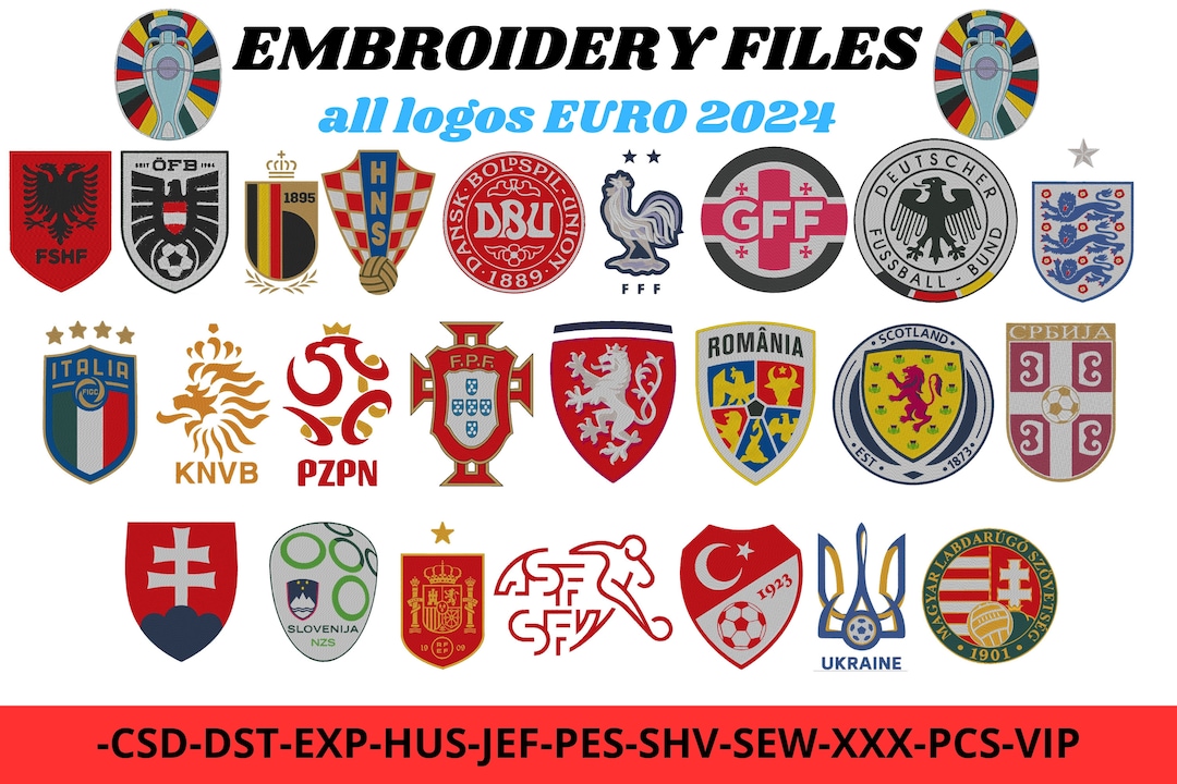 All the Euro 2024 Logos and Badges to Embroider Embroidery Files of All ...
