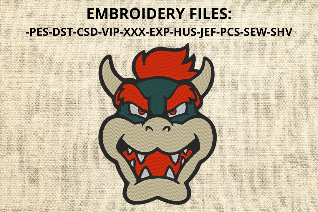 Super Mario Fan Bowser Monster Sewing Machines PES Files for Brother Super Mario Applique Patch ...