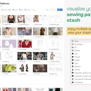 Sewing Patterns Database | Sewing Journal Notion Template Page | Sewing ...