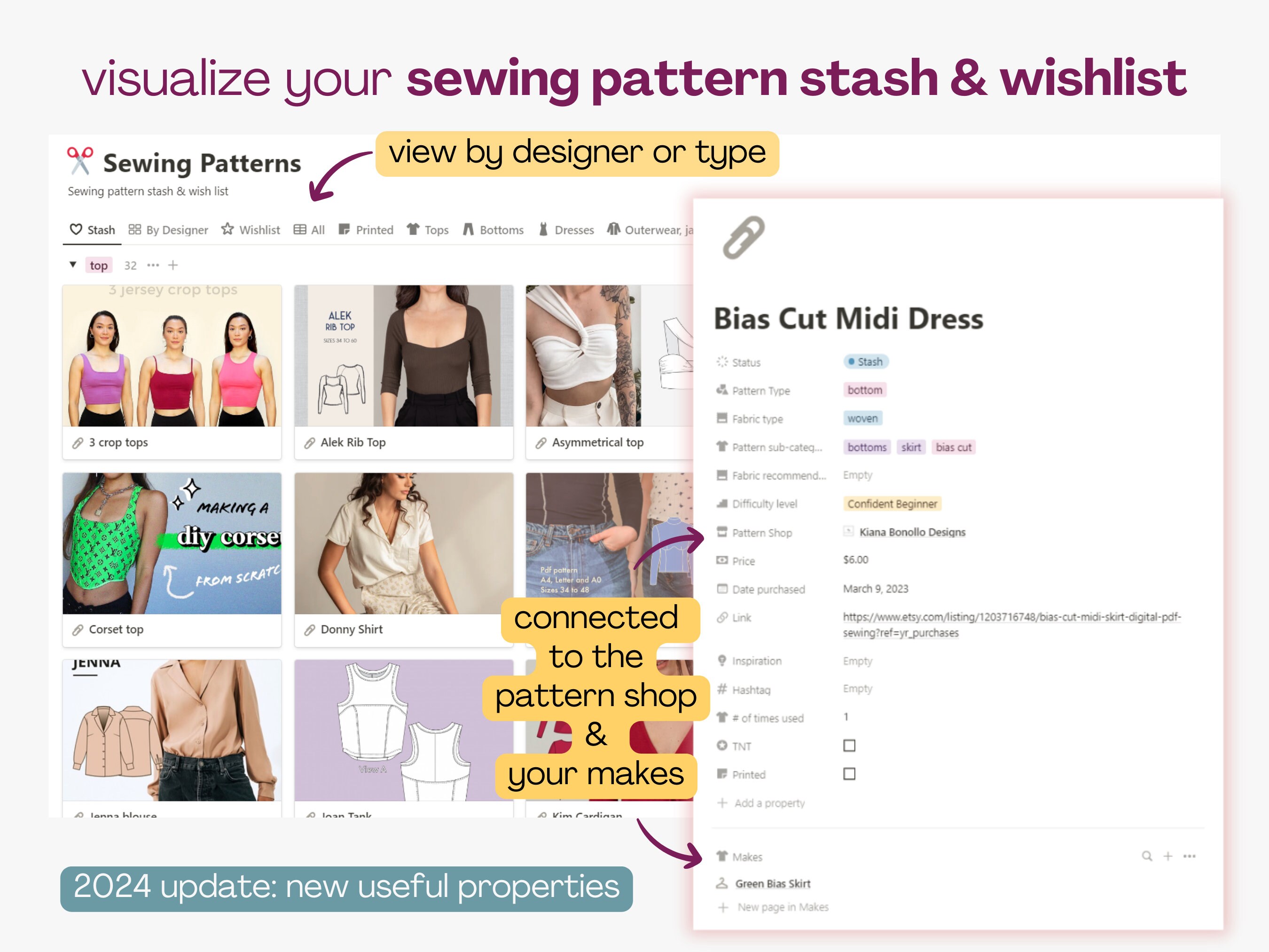 Sewing Journal Notion Template 2024 | Notion Sewing Project Template ...