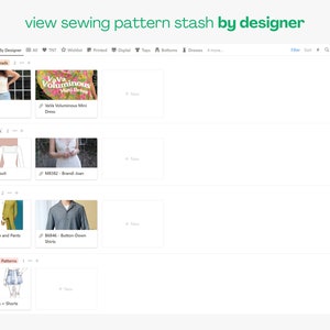 Sewing Patterns Database | Sewing Journal Notion Template Page | Sewing ...