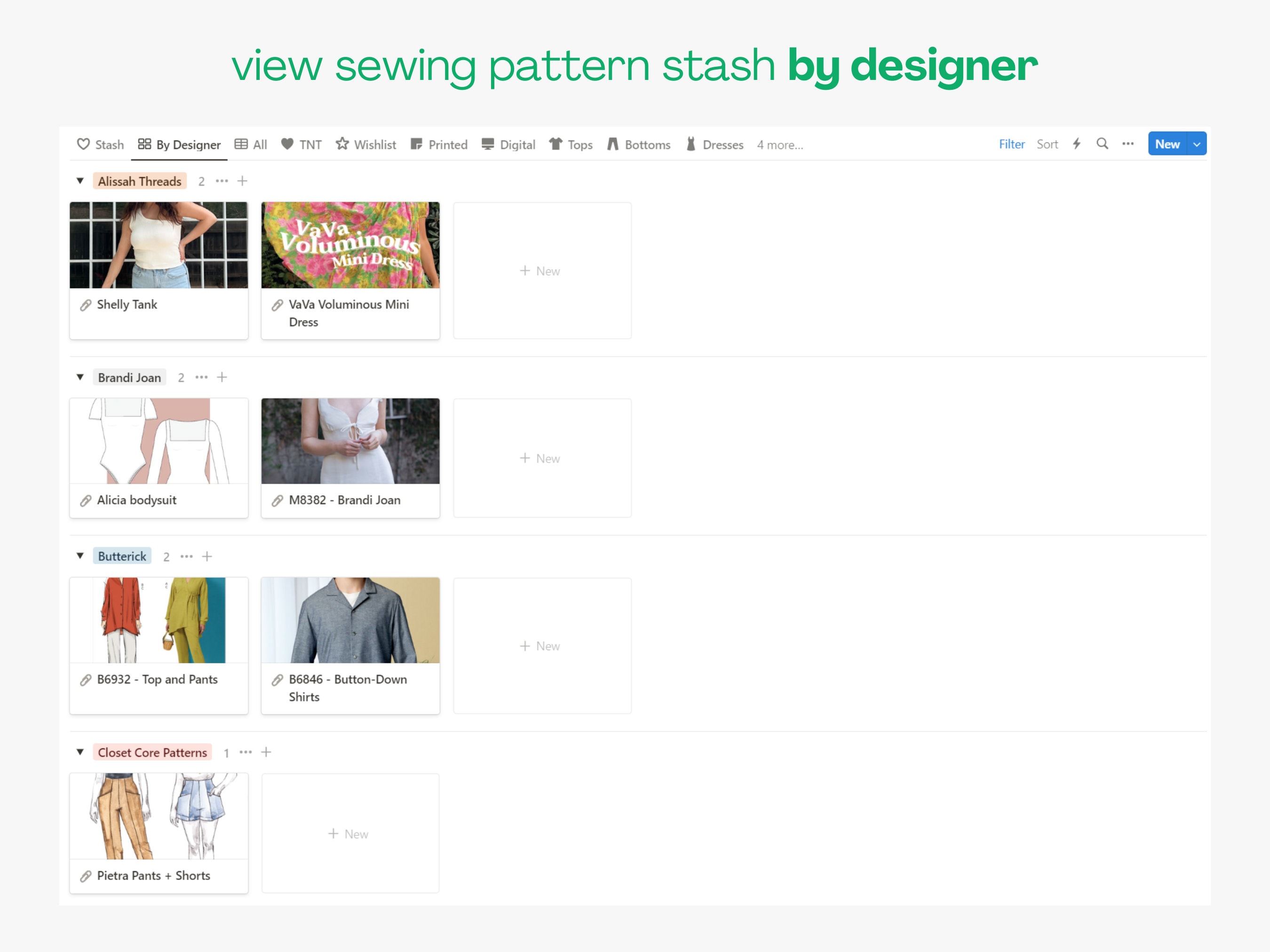 Sewing Patterns Database Sewing Journal Notion Template Page Sewing ...