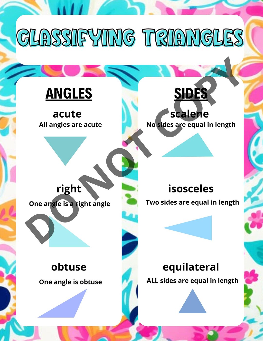 Classifying Triangles Poster/cheat Sheet - Etsy