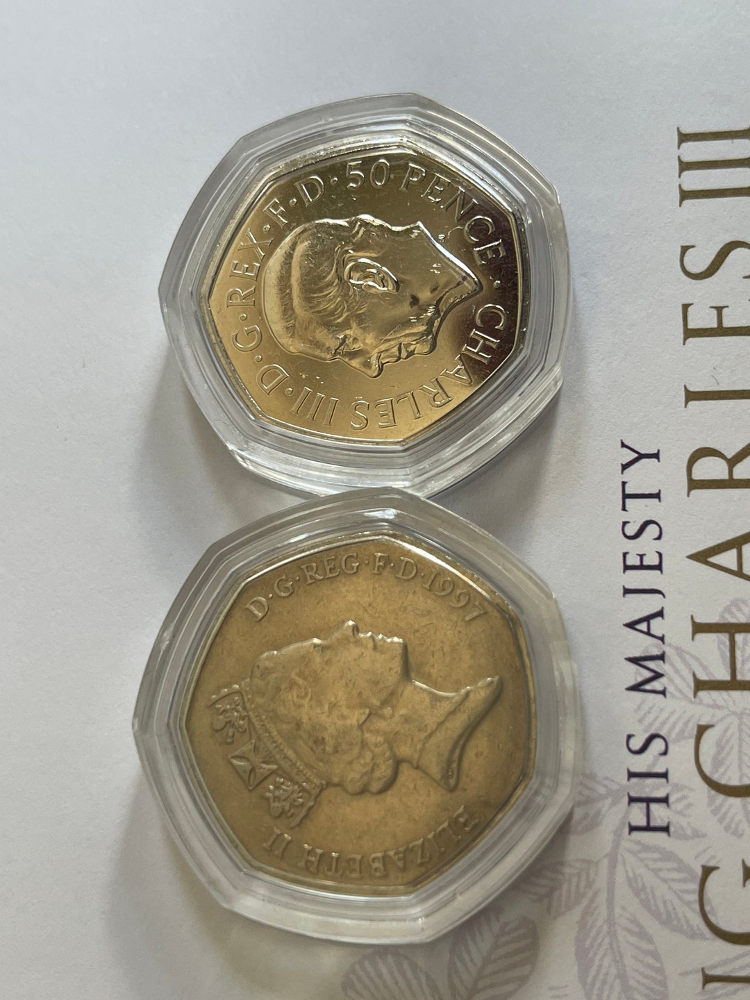 The Mother and Son Two-coin 50p Set queen Elizabeth and King Charles ...