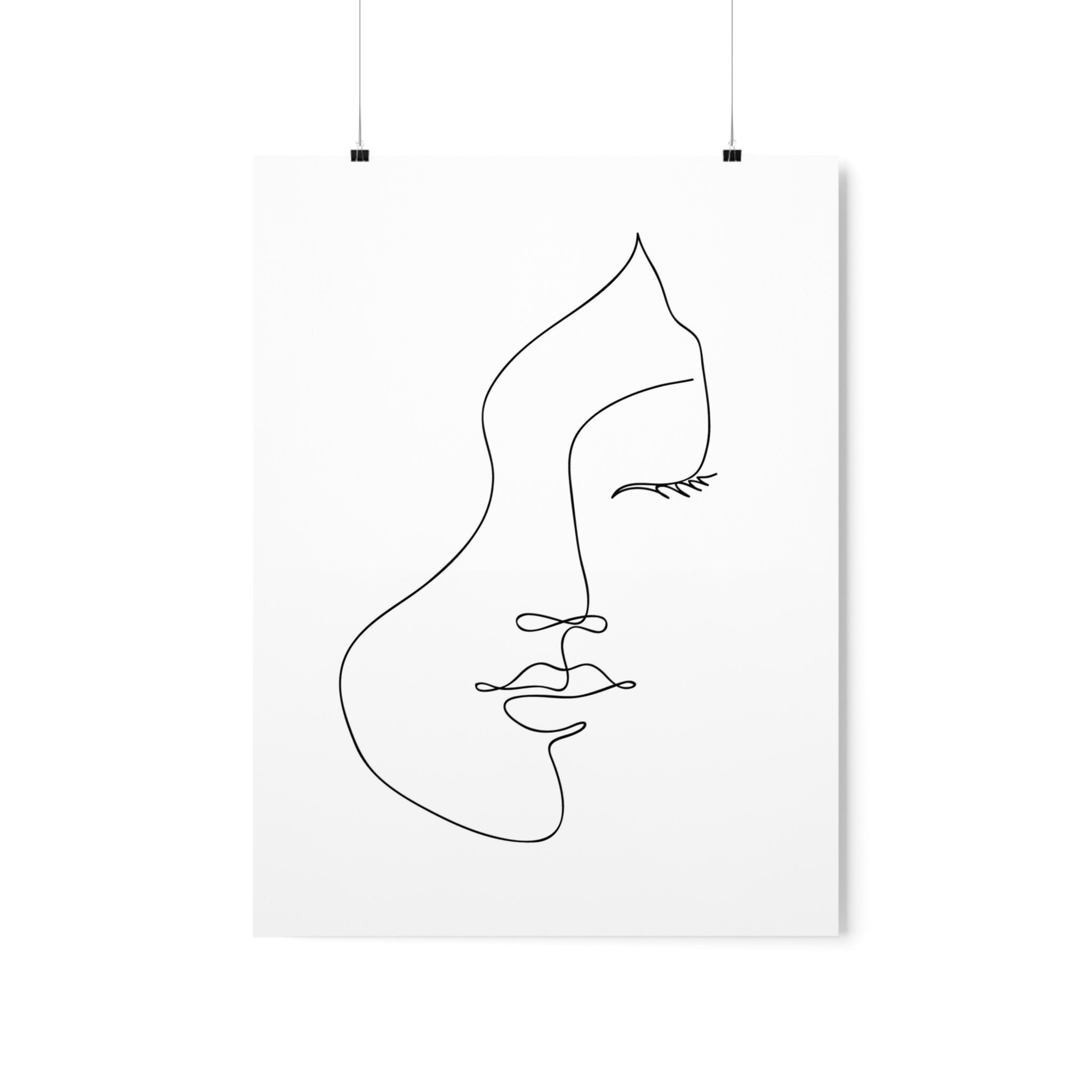 Beautiful Woman's Face Single Line Art on a Premium Matte Poster - Etsy