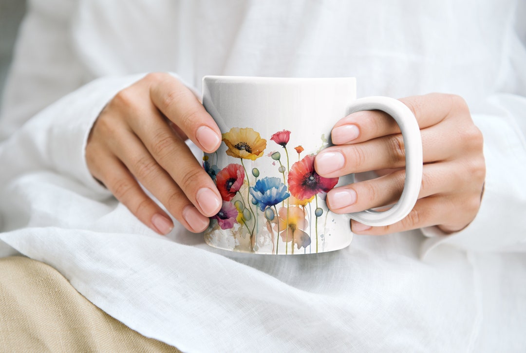 Beautiful Poppy Mug | Poppy Coffee Mug | Watercolor Poppies Mug - Etsy