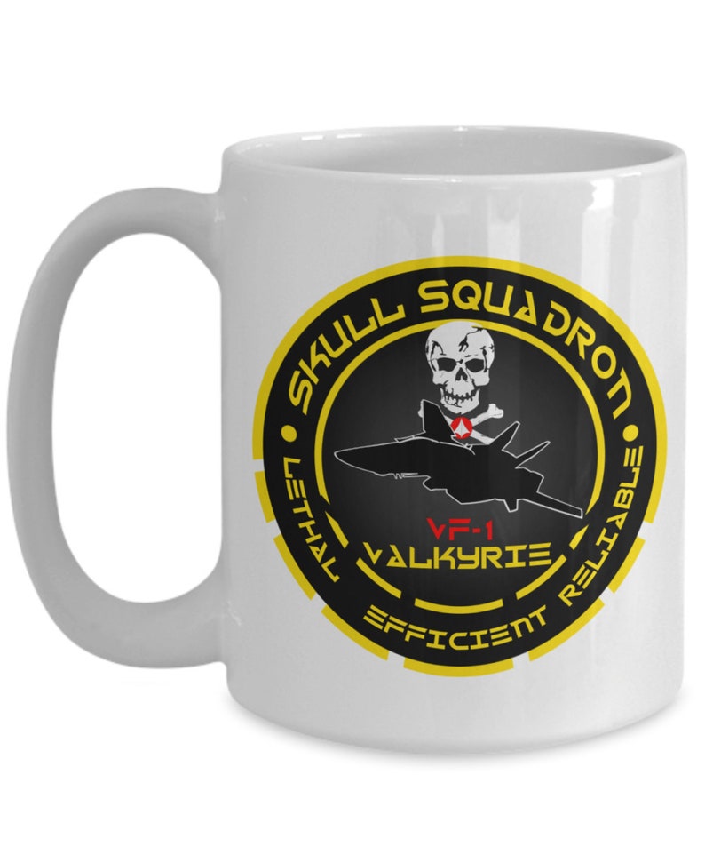 Robotech Macross Coffee Mug, Skull Squadron, Valkyrie Coffee Mug, White ...