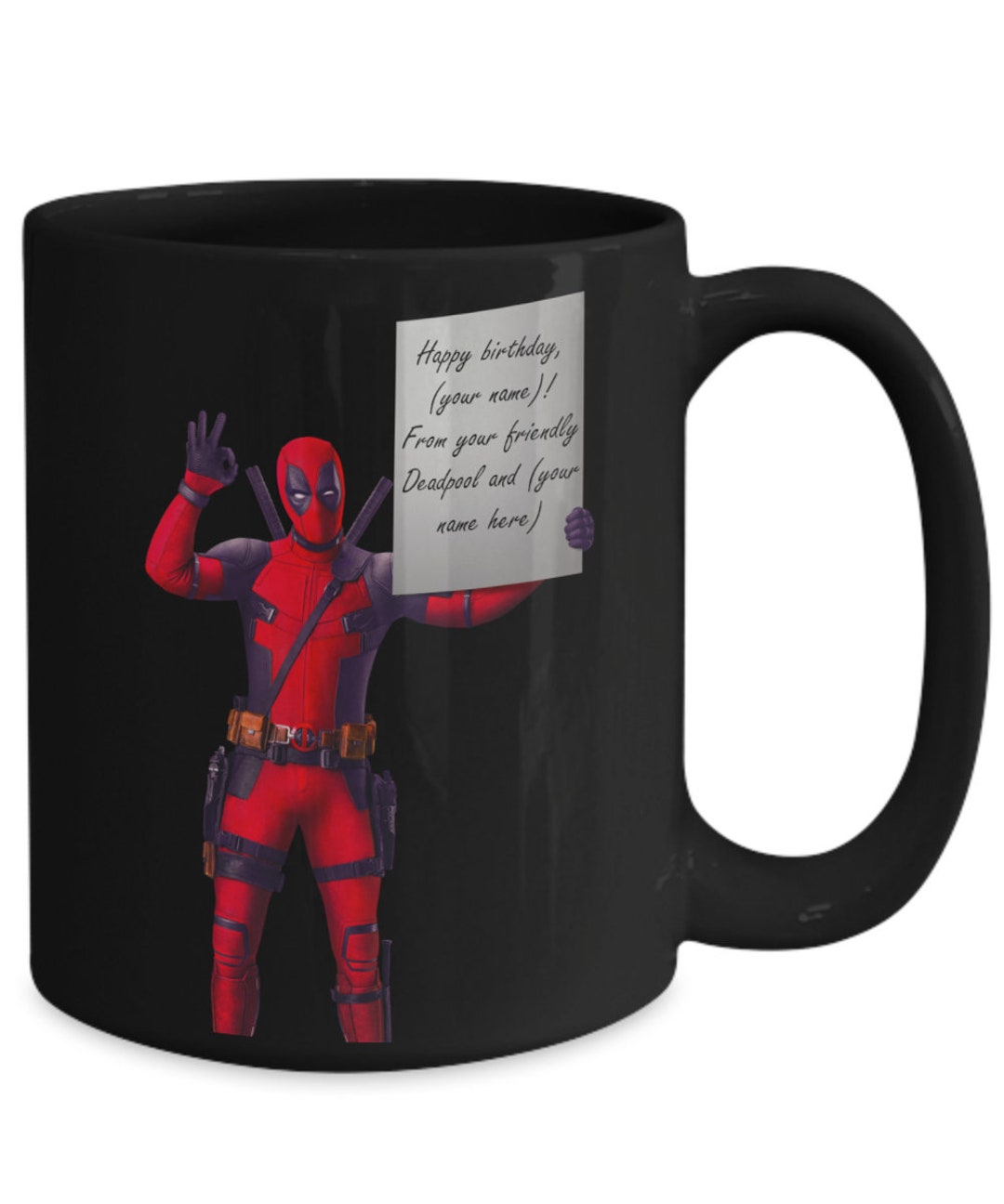 Happy Birthday Deadpool Coffee Mug Personalize Black Coffee Mug for ...