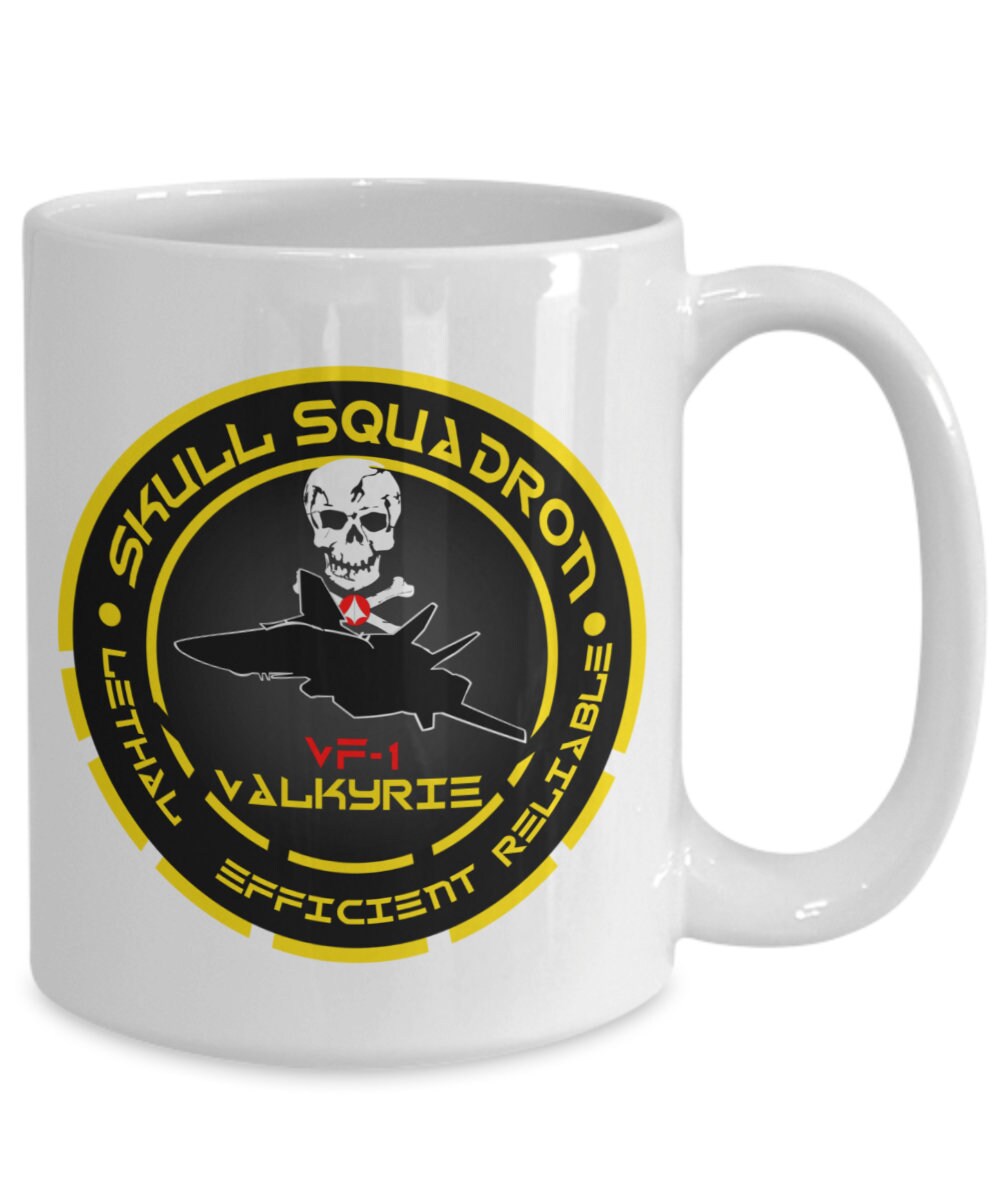 Robotech Macross Coffee Mug, Skull Squadron, Valkyrie Coffee Mug, White ...