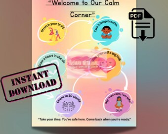 Large Calm Corner Poster for Preschool & Kindergarten | 24x30 Printable ...