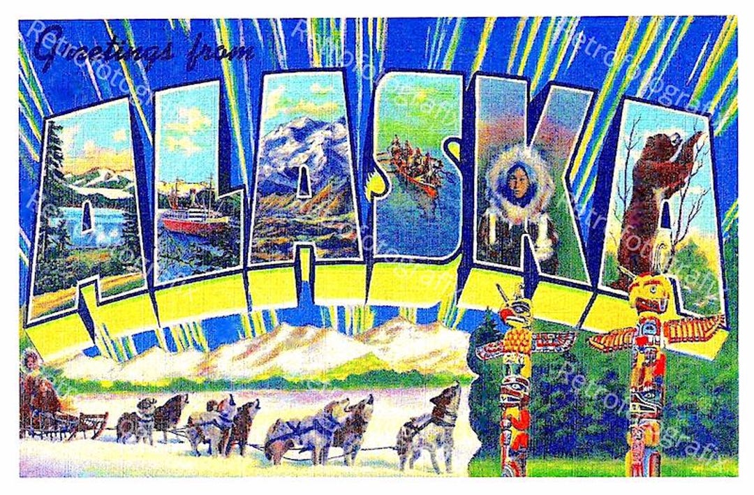Greetings From ALASKA - Large Letter Vintage Postcard From the 1930’s ...