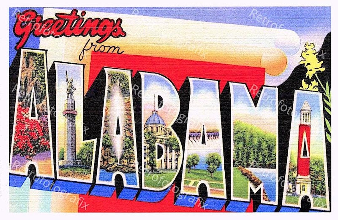 Greetings From ALABAMA - Large Letter Vintage Postcard From the 1930’s ...