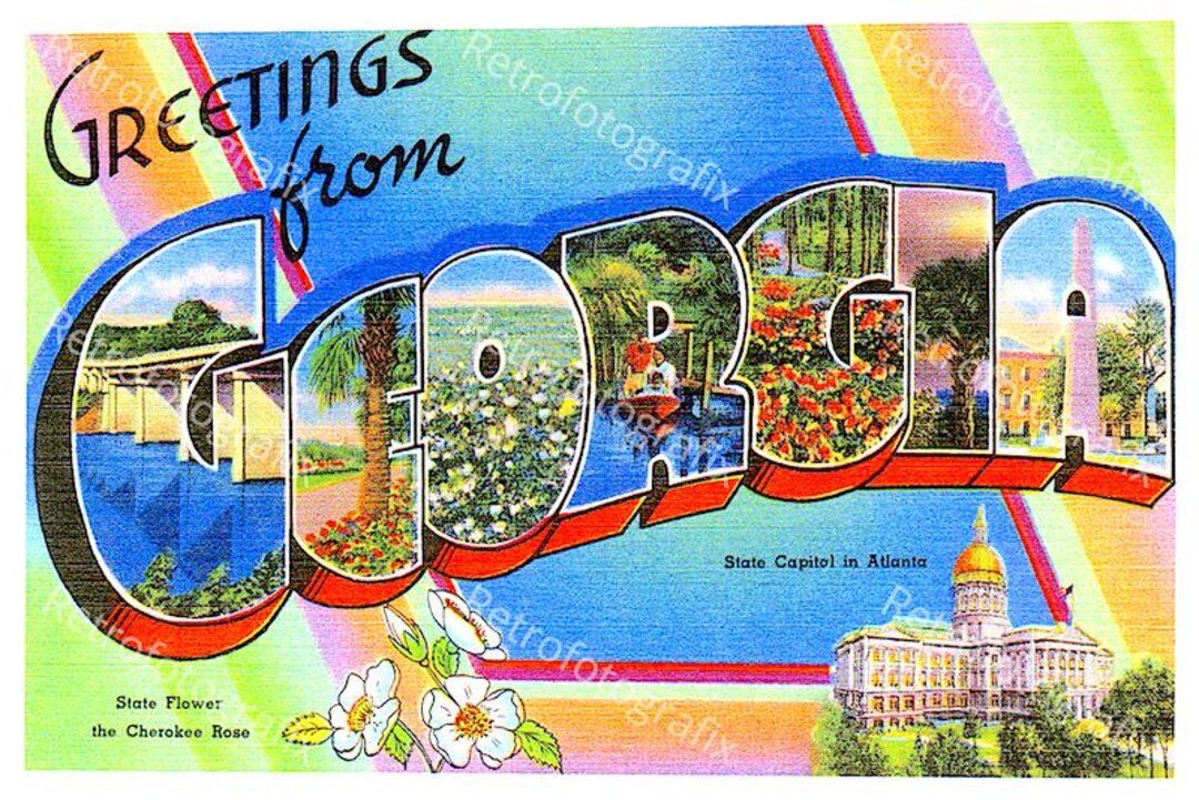 Greetings From GEORGIA - Large Letter Vintage Postcard From the 1930’s ...