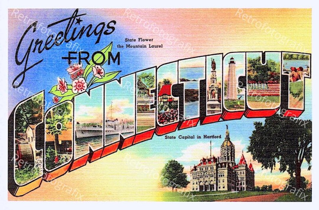 Greetings From CONNECTICUT - Large Letter Vintage Postcard From the ...