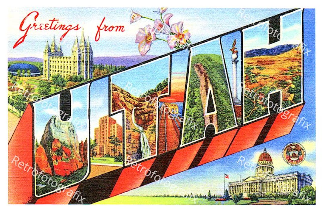 Greetings From UTAH - Large Letter Vintage Postcard From the 1930’s ...