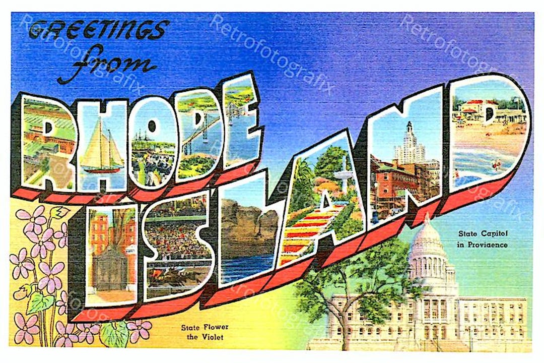 Greetings From RHODE ISLAND - Large Letter Vintage Postcard From the ...