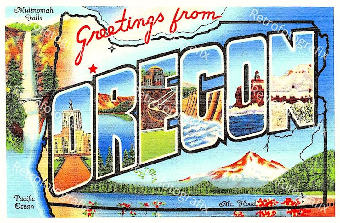 Greetings From OREGON - Large Letter Vintage Postcard From the 1930’s ...