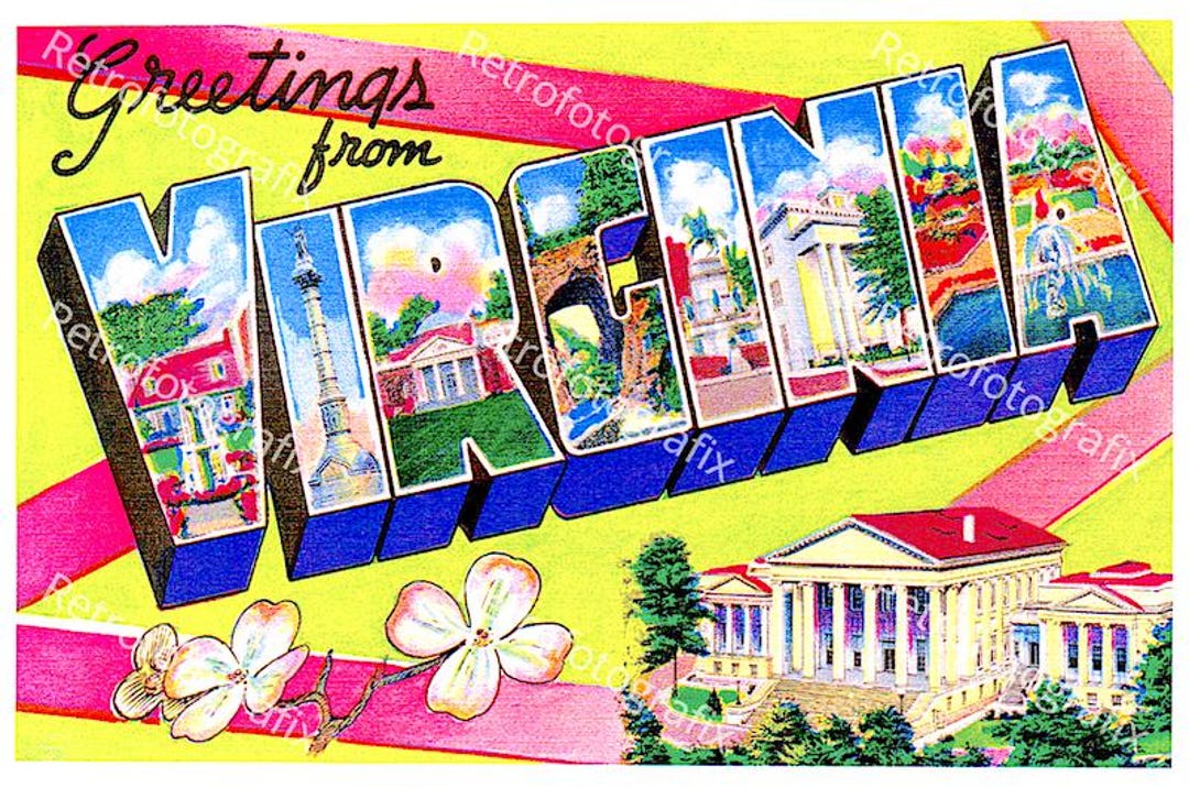 Greetings From VIRGINIA - Large Letter Vintage Postcard From the 1930’s ...