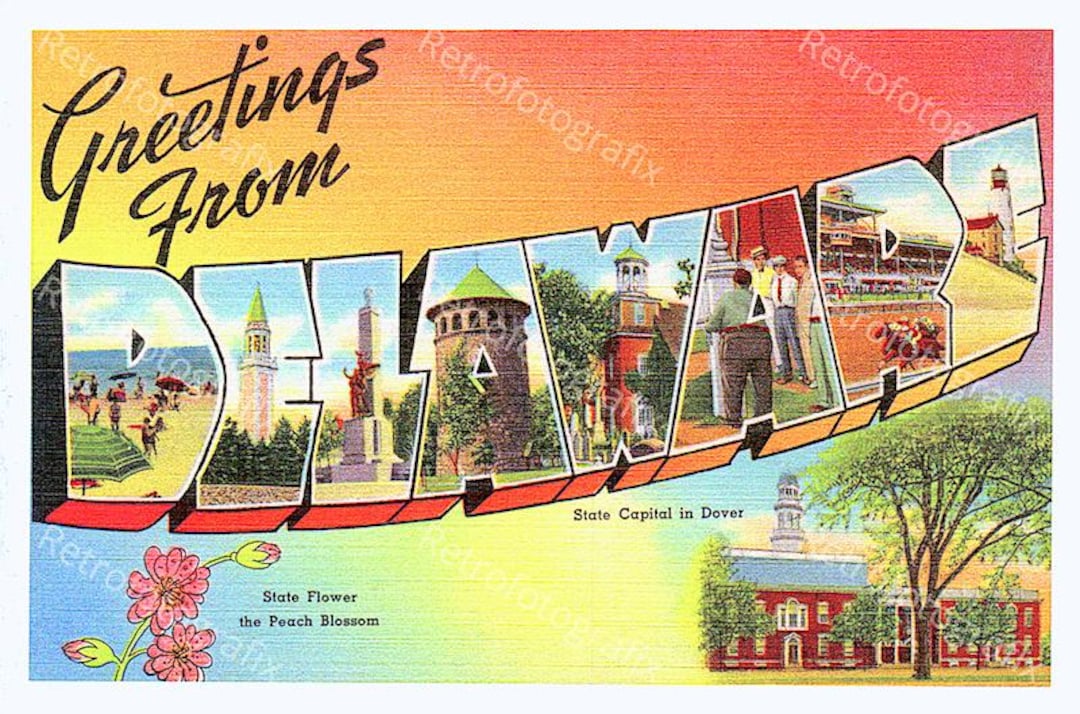 Greetings From DELAWARE - Large Letter Vintage Postcard From the 1930’s ...