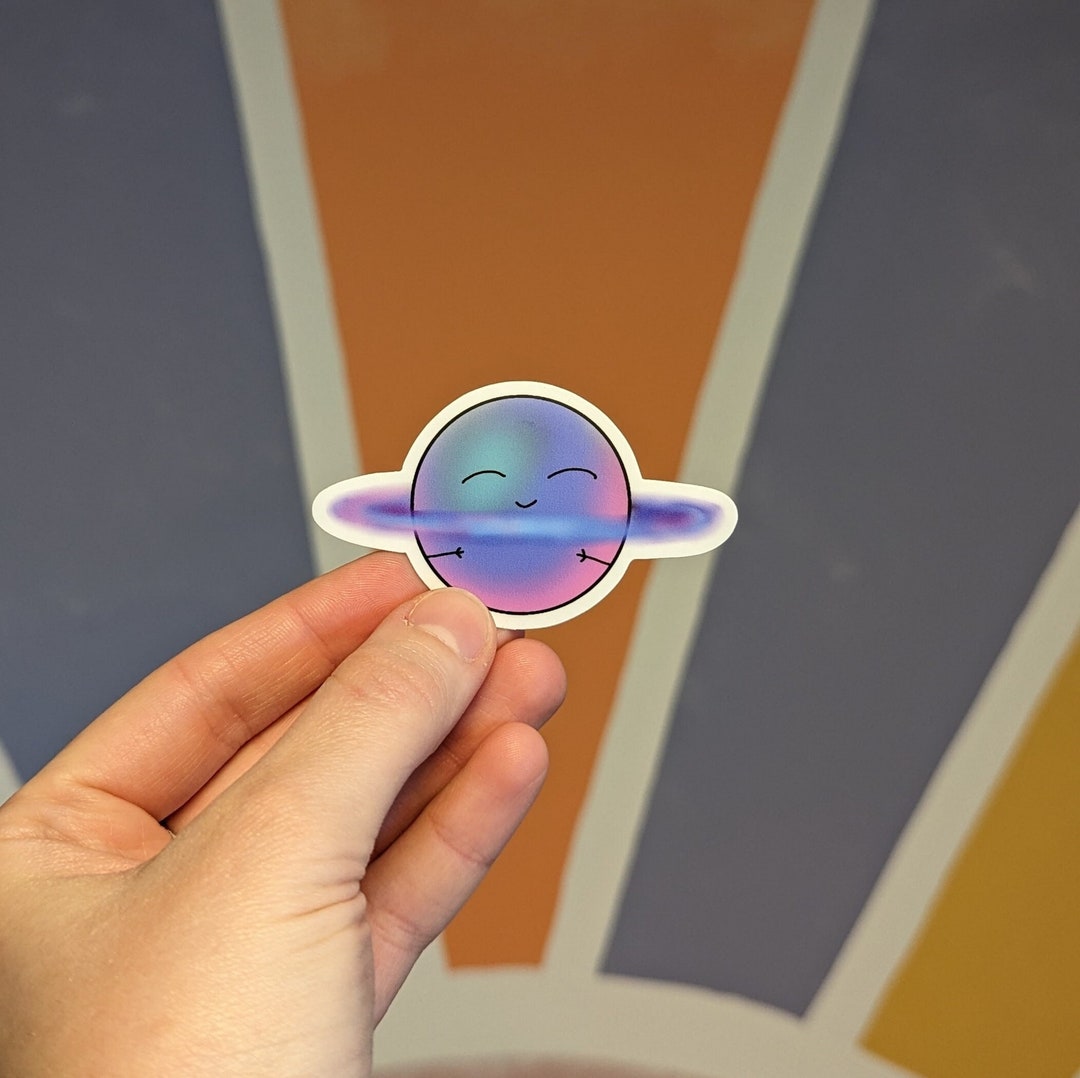 Vinyl Happy Saturn Sticker L Weatherproof L Space Sticker L - Etsy