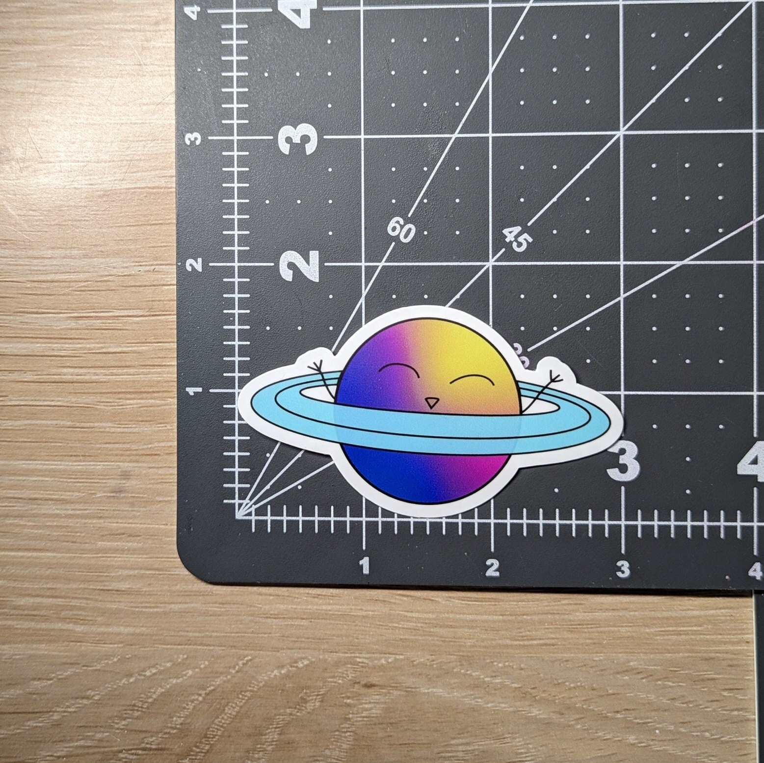 Vinyl Excited Saturn Sticker L Weatherproof L Space Sticker L Planet ...