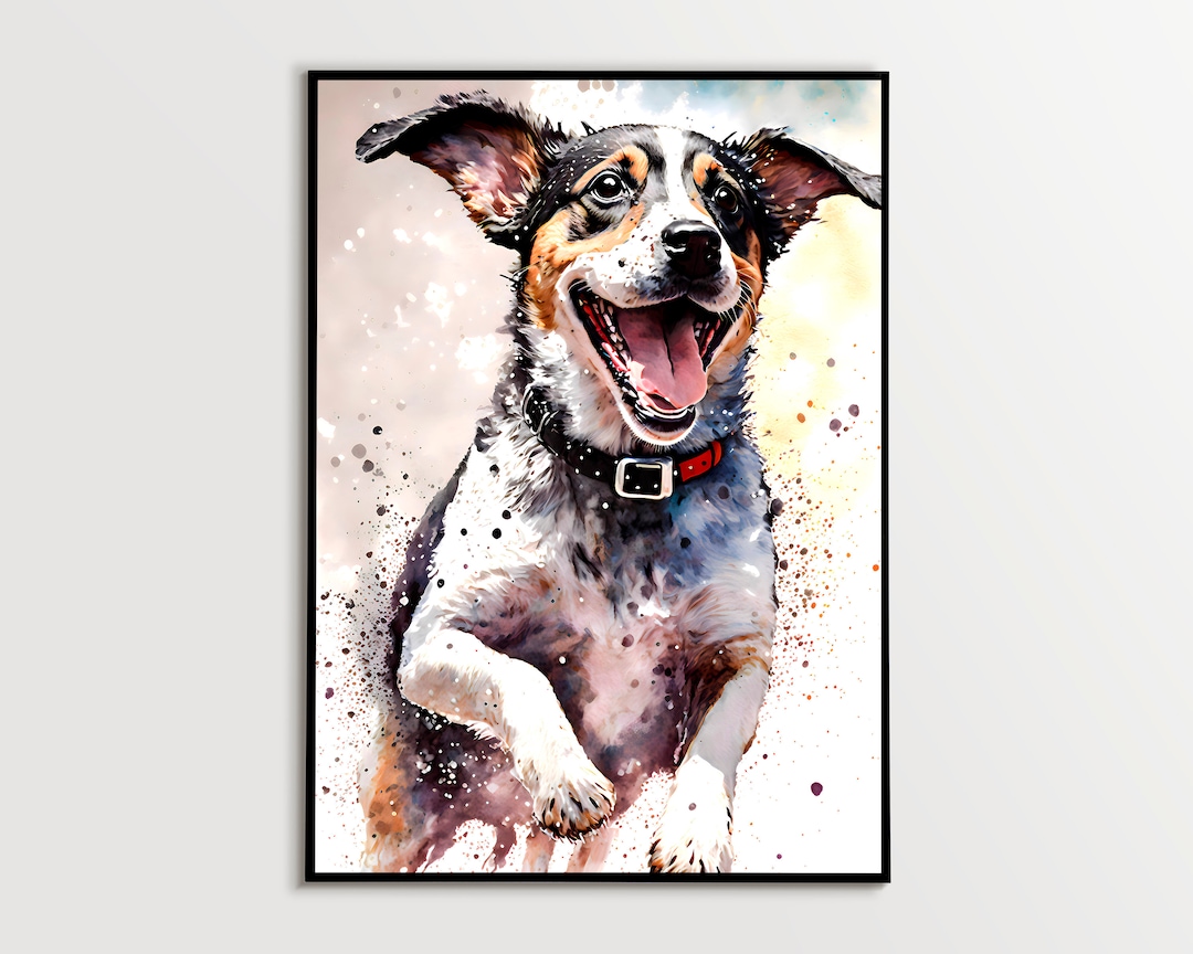 Cute Dog Watercolor Painting Downloadable Wall Art - Etsy