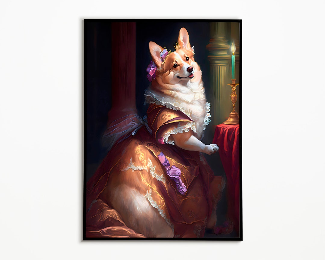 Corgi Lady Funny Haute Couture Printable Wall Art Digital Download ...