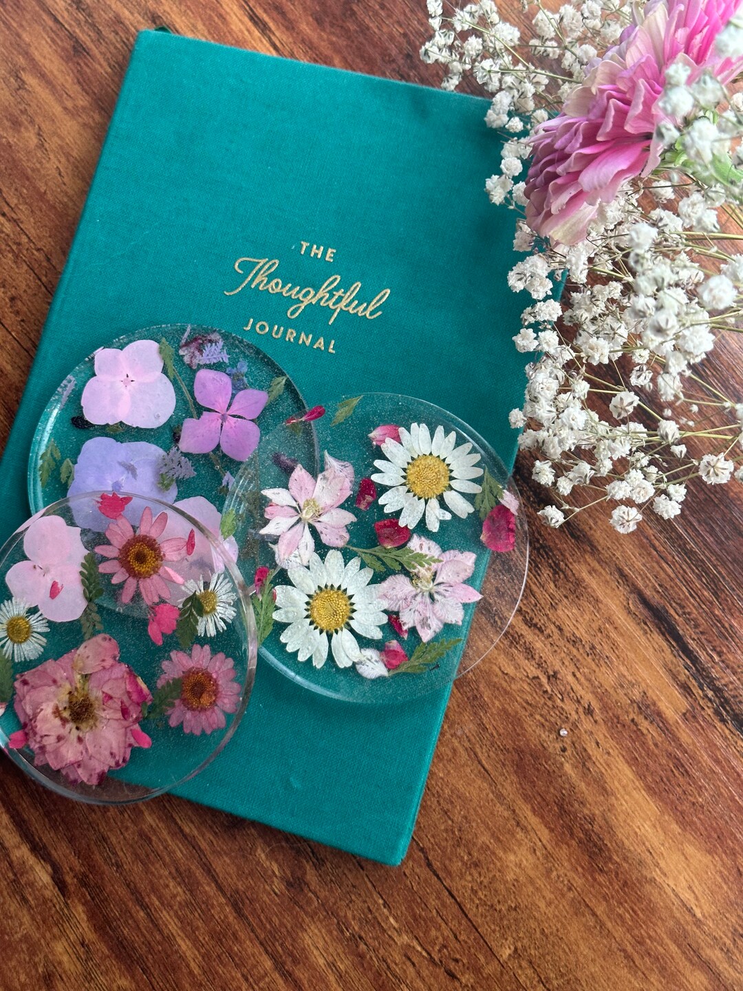 Handmade Pressed Flower Coasters, Wedding, Home Warming, Birthday, New ...
