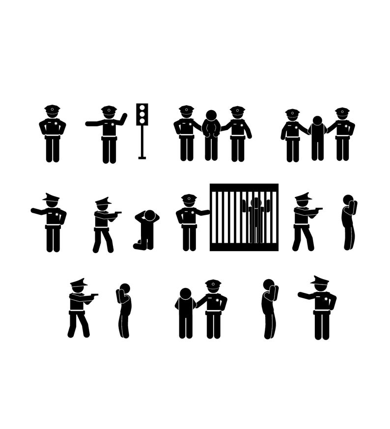 Stick Figure Stickman Police Officer PNG & SVG Vector - Etsy