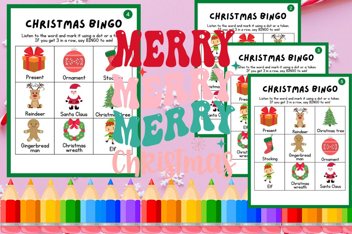 Christmas Bingo, 5 Unique Bingo Games, Kids' Christmas Activity ...