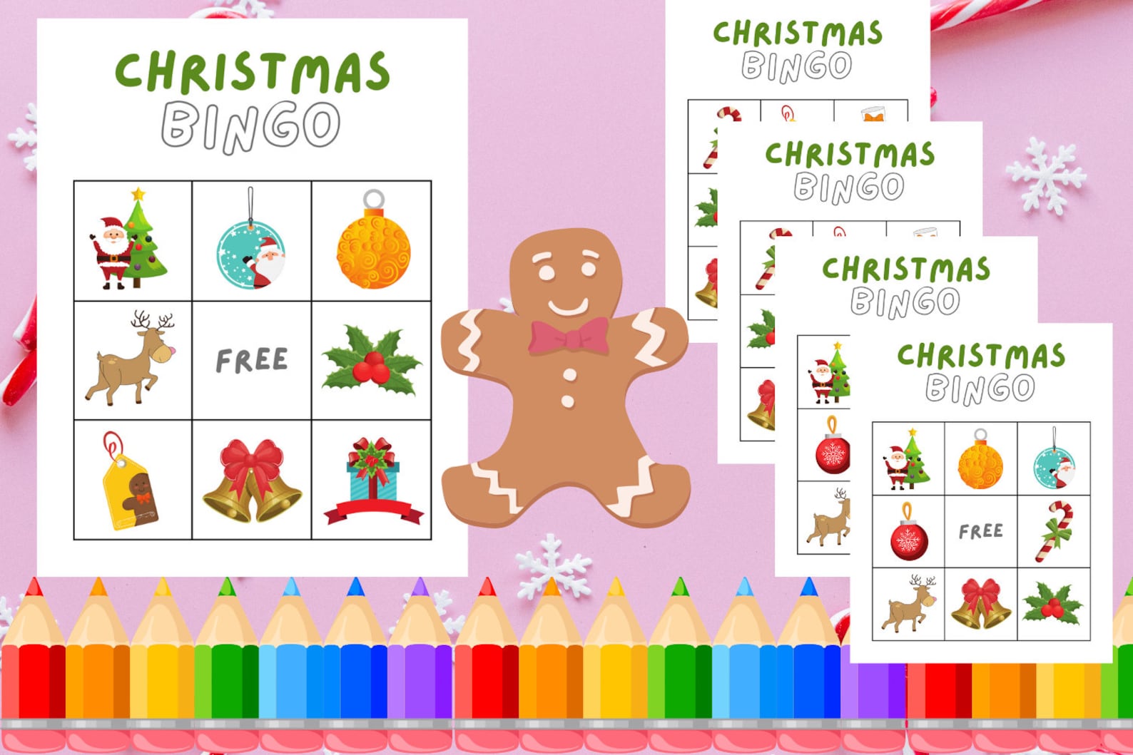 Christmas Bingo, 5 Unique Bingo Games, Kids' Christmas Activity ...