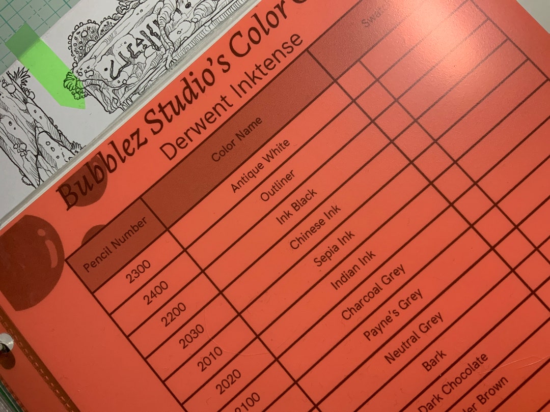 Derwent Inktense Swatch Chart - Etsy