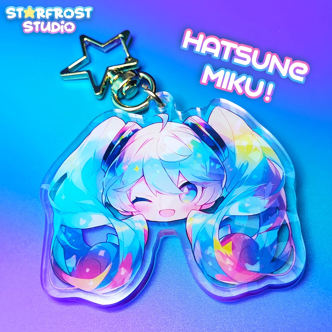 Hatsune Miku Keychain Rainbow Face Cute Kawaii Vocaloid | Keychain ...