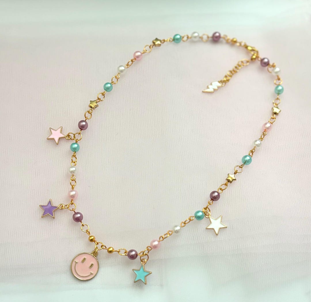 Smiley Face Trendy Necklace Preppy Aesthetic Jewelry Happy Face Fashion ...