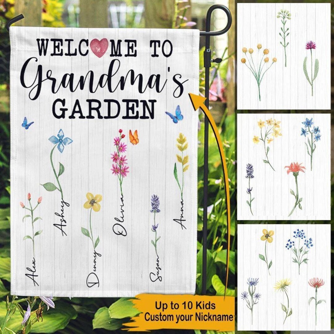 Personalized Grandma Garden Flag Gardening Mother's Day - Etsy