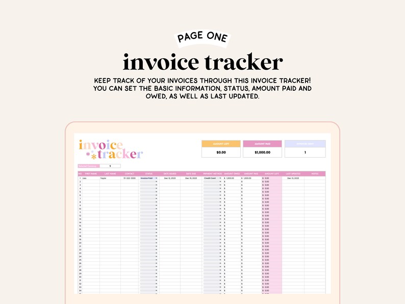Invoice Spreadsheet | Invoice Tracker | Invoice Tracking | Invoice ...