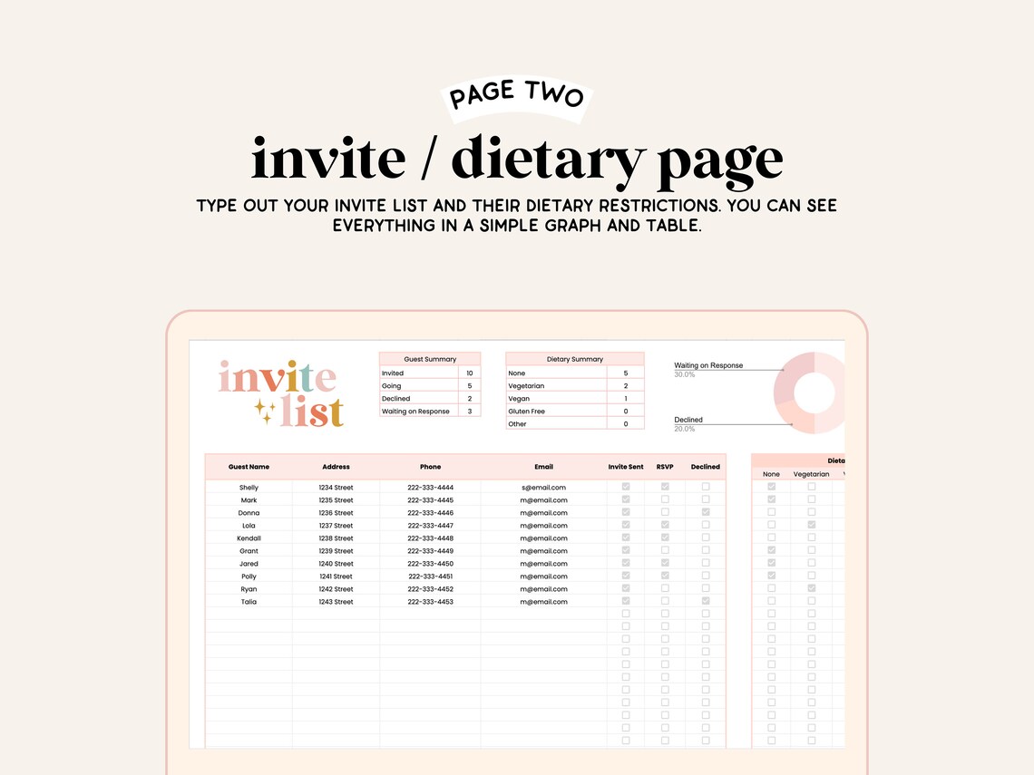 Party Planning Spreadsheet | Google Sheets Party Planner | Event Planner | Digital Birthday ...