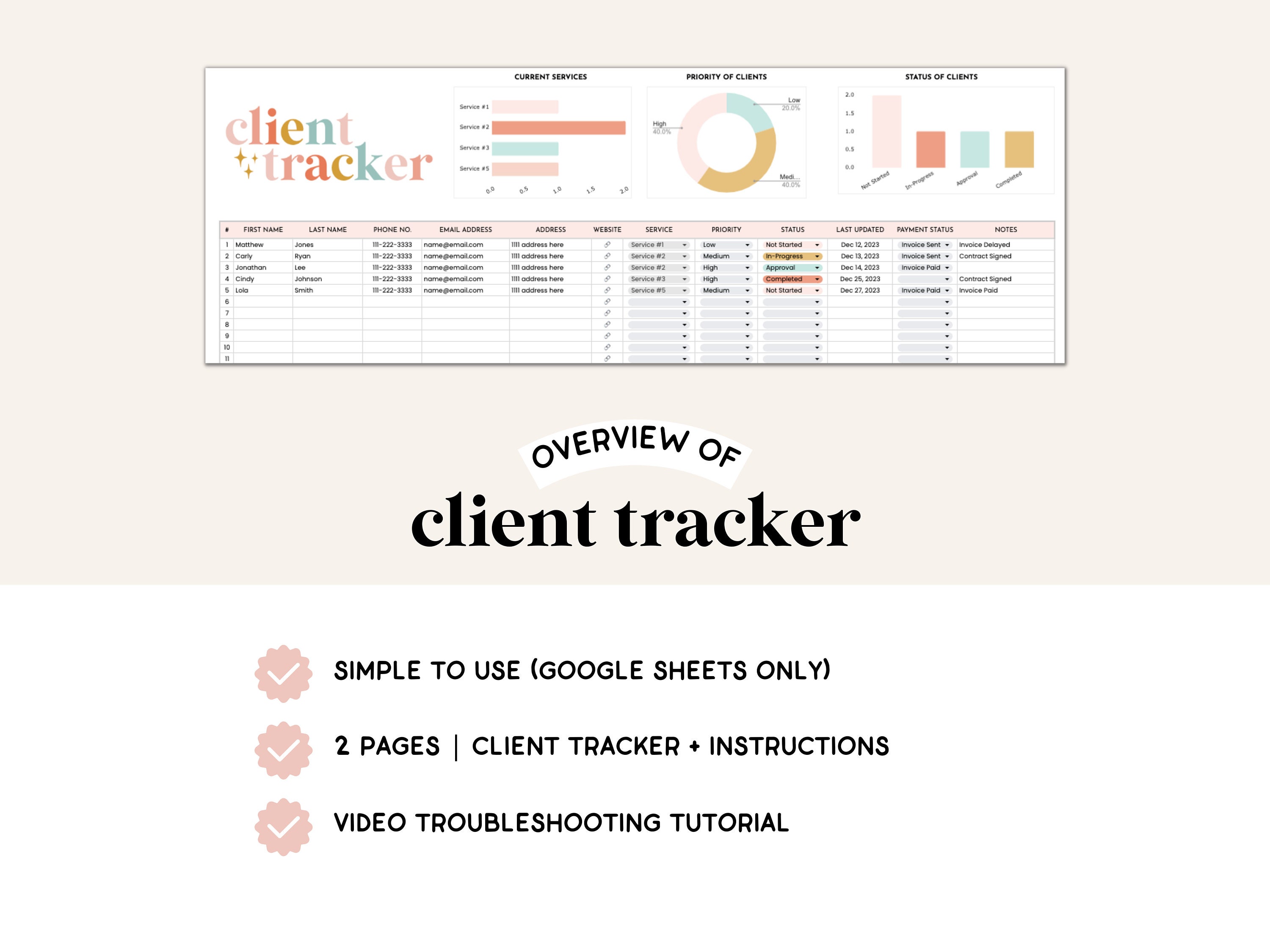 Client Spreadsheet | Client Tracker | Client Relationship Management ...
