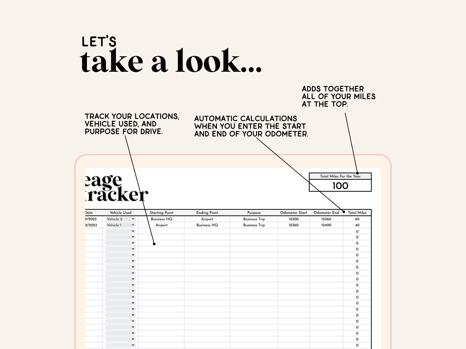 Expenses Spreadsheet | Google Sheets | Mile Tracker | Tax Deduction ...