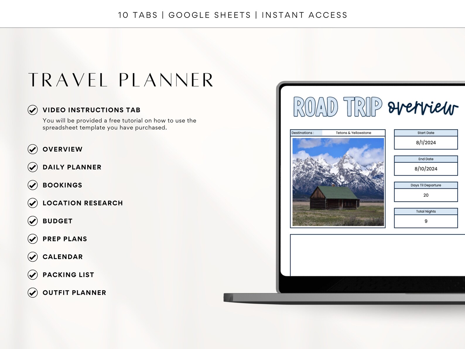 Road Trip Spreadsheet | Google Spreadsheet Travel Itinerary | Road Trip ...
