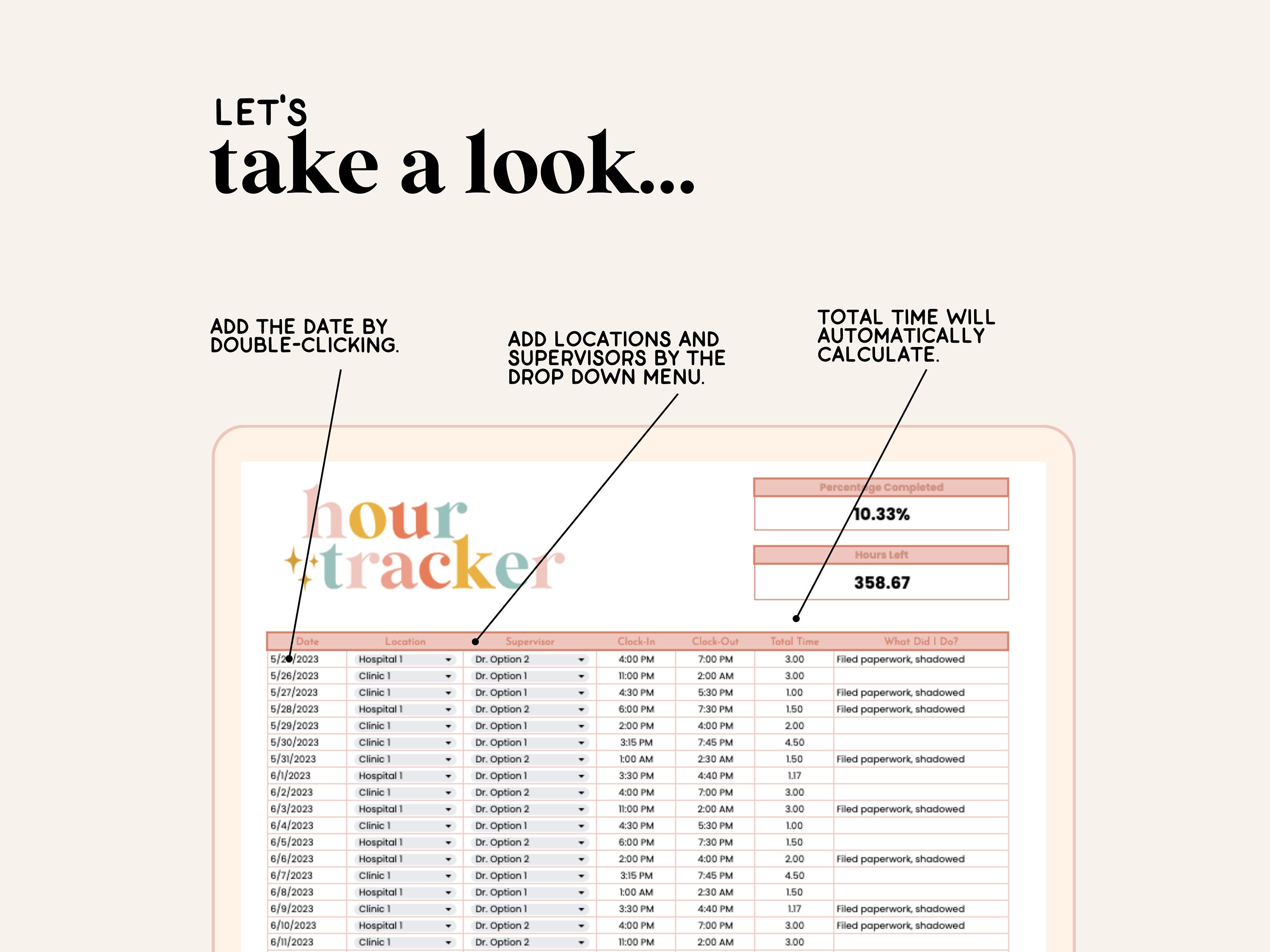 Shadowing Log Tracker | Clinical Supervision Hour Tracker | Interning ...