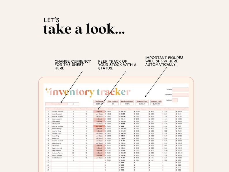 Inventory Tracker | Inventory Spreadsheet | Product Inventory ...