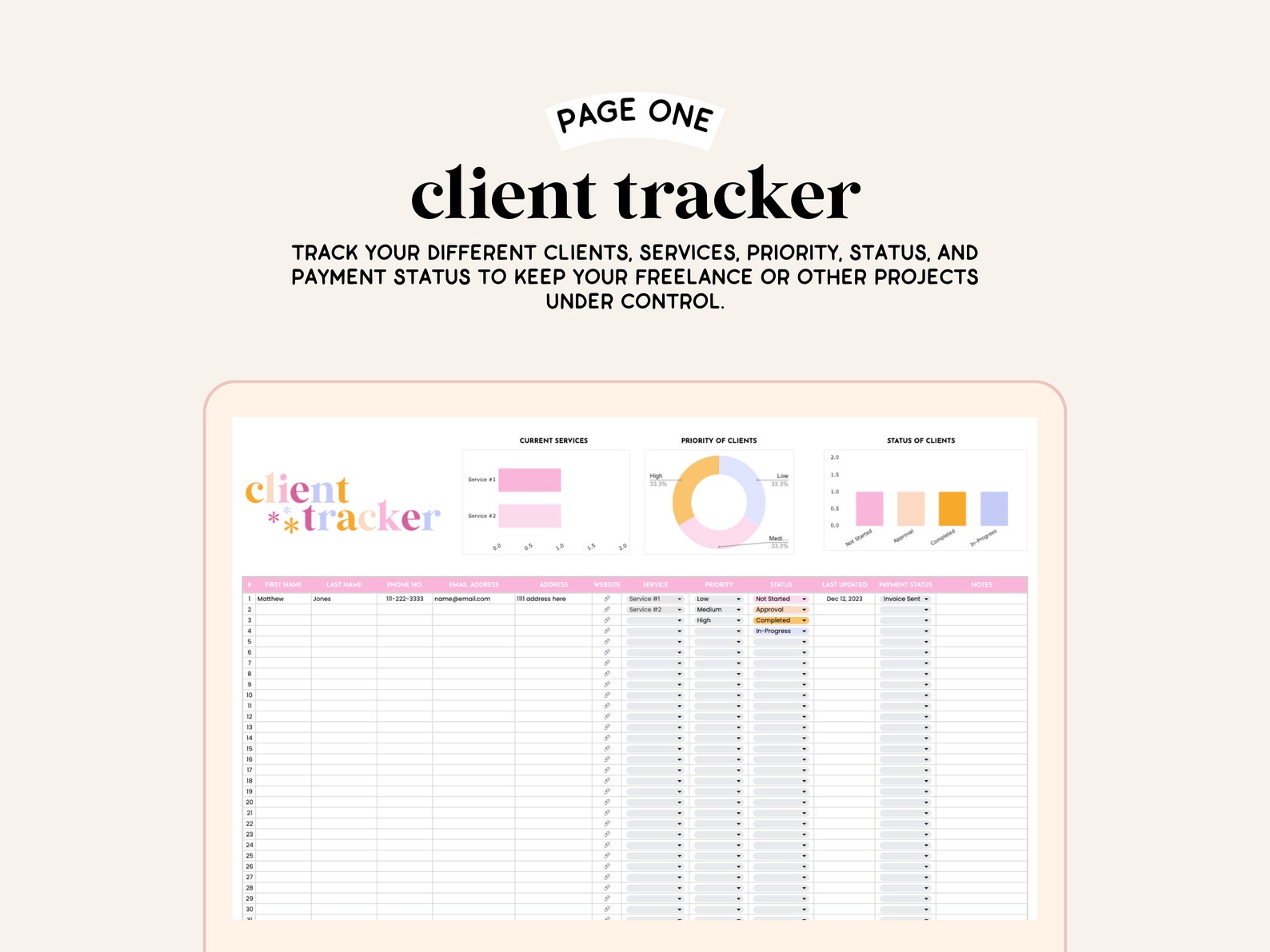 Client Spreadsheet | Client Tracker | Client Relationship Management ...