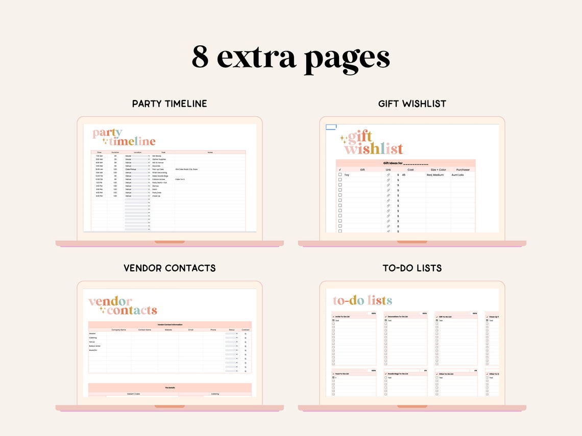 Party Planning Spreadsheet | Google Sheets Party Planner | Event Planner | Digital Birthday ...