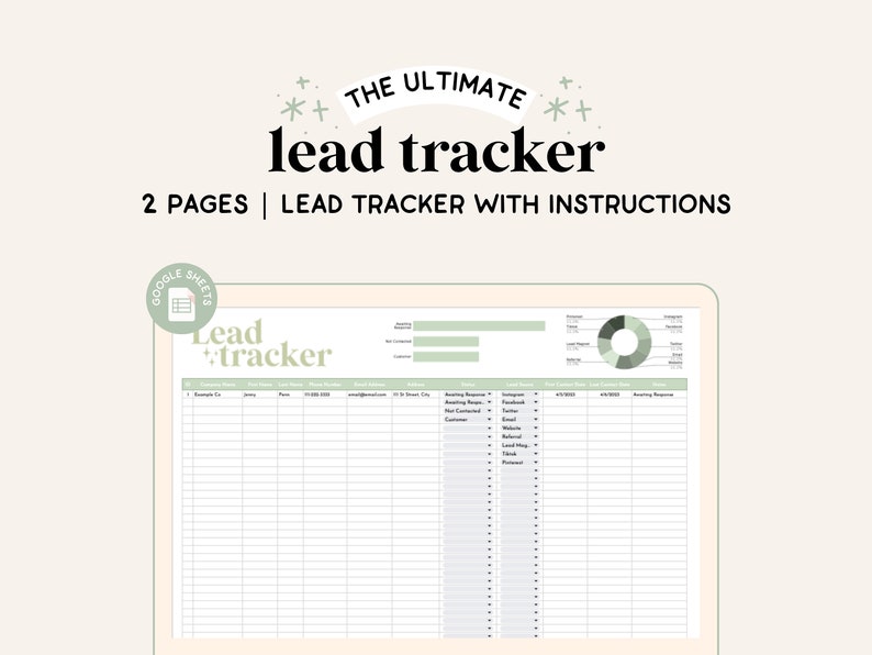 Lead Tracker Spreadsheet Google Sheets Client Sales Tracker Lead ...